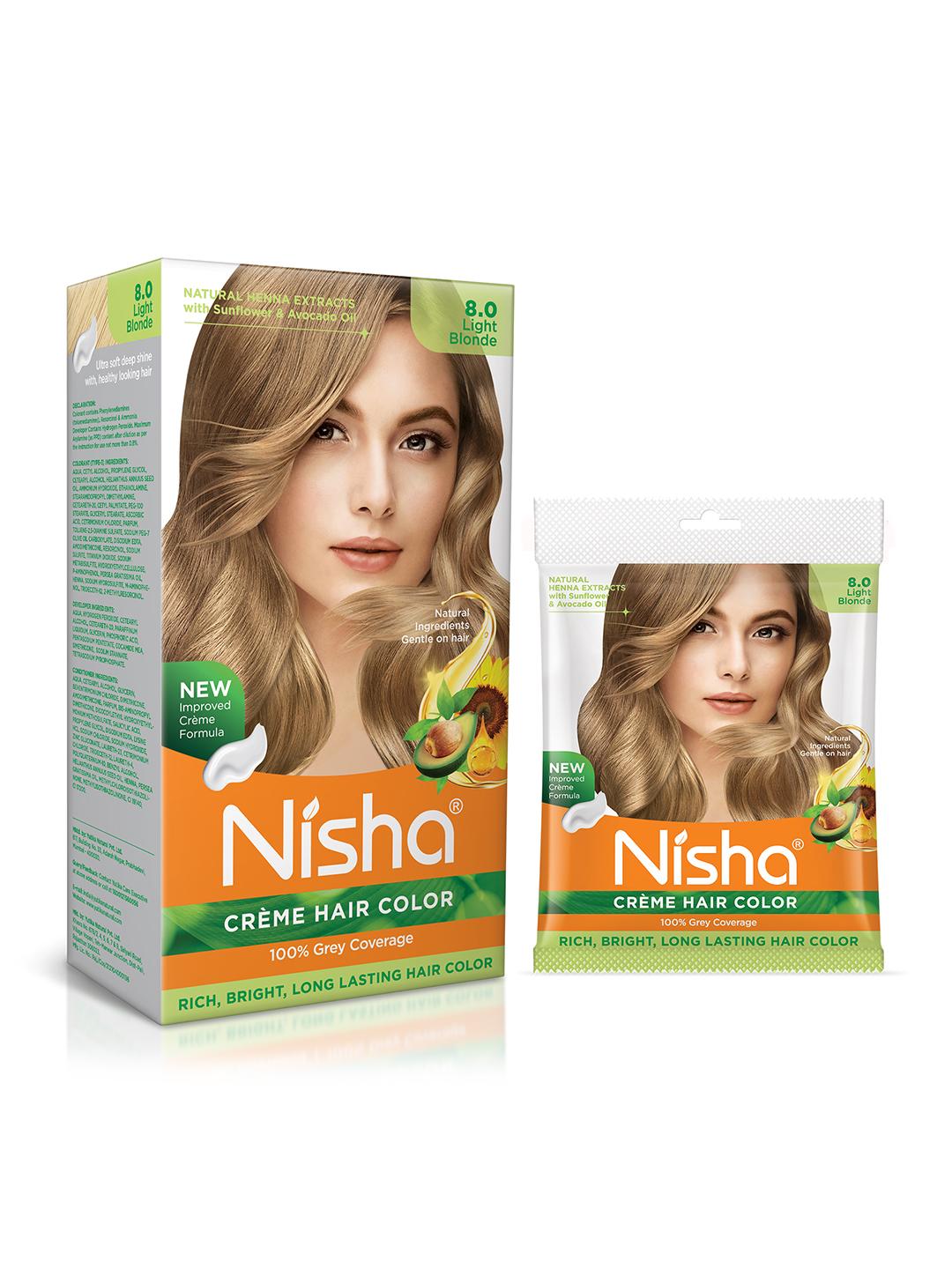 Buy Nisha Creme Long Lasting Hair Colouring Combo Pack LightBlonde 160 ...