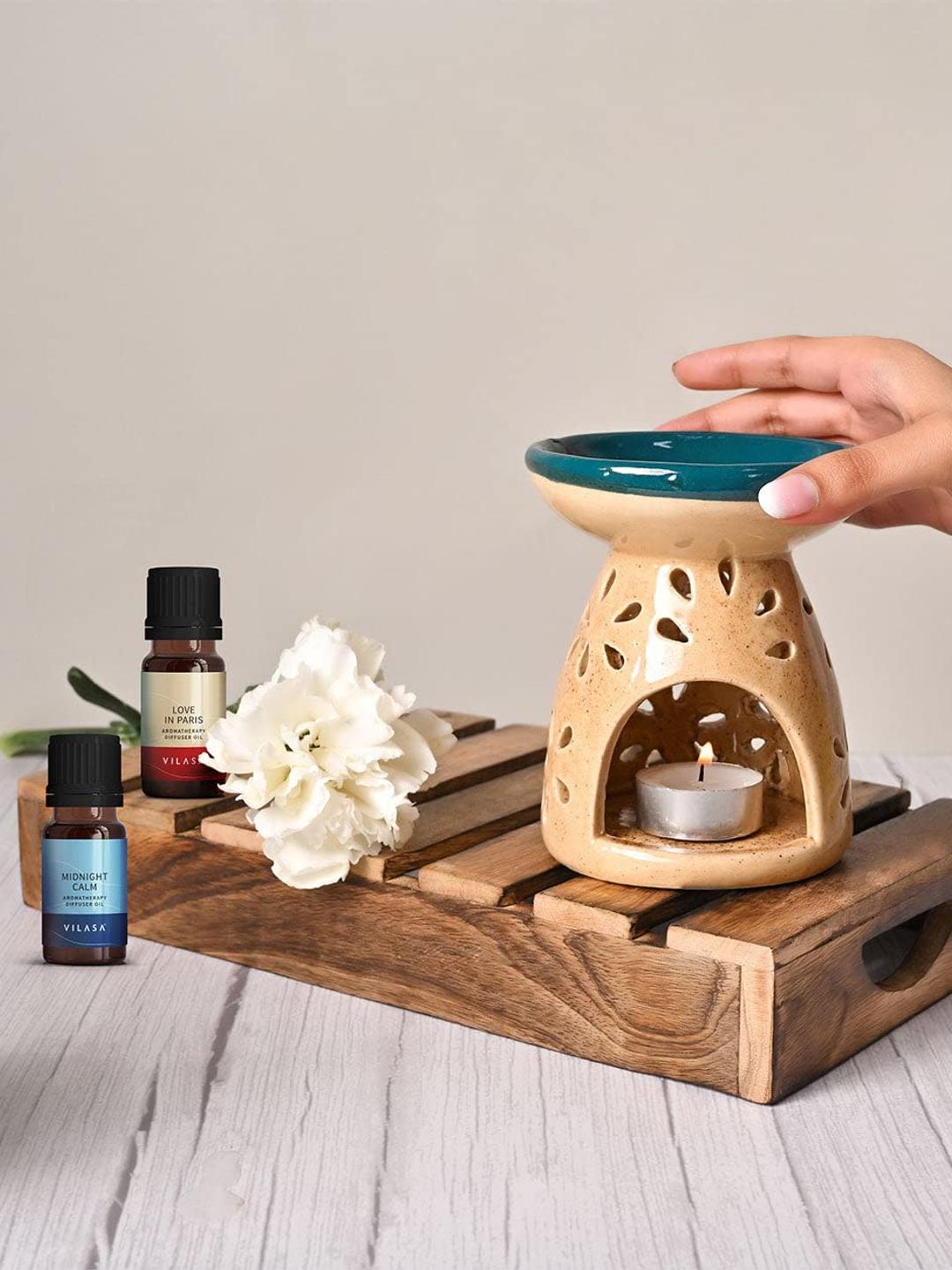 Buy VILASA Brown Ceramic Aromatherapy Diffuser & Burner - Aroma Oil ...