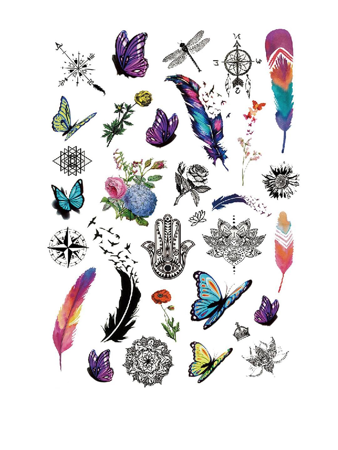 Buy S.A.V.I. Feathers Butterfly Birds Compass Totem Waterproof ...
