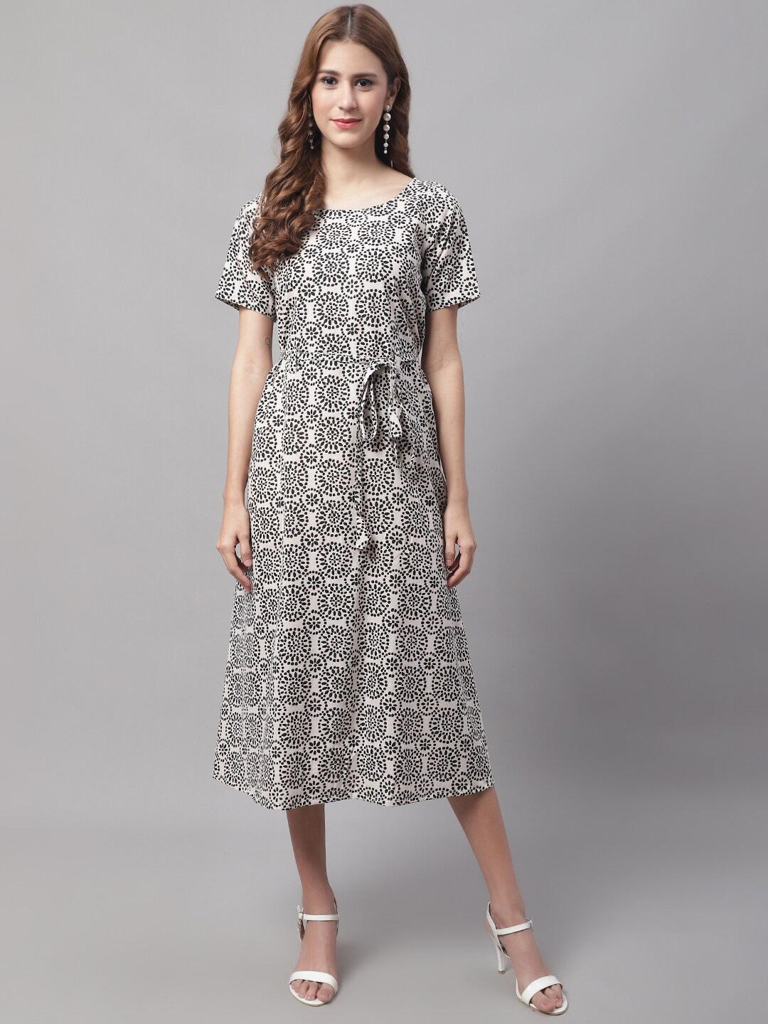 Buy Enchanted Drapes Ethnic Motifs A Line Midi Pure Cotton Dress ...