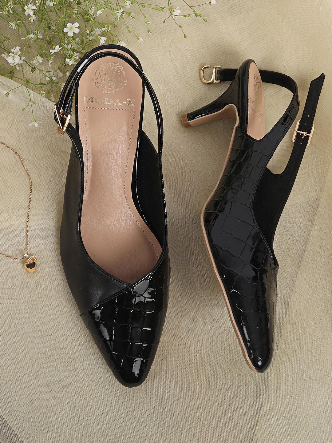 Buy MODA X Textured Ankle Loop Pumps - Heels for Women 21558316 | Myntra