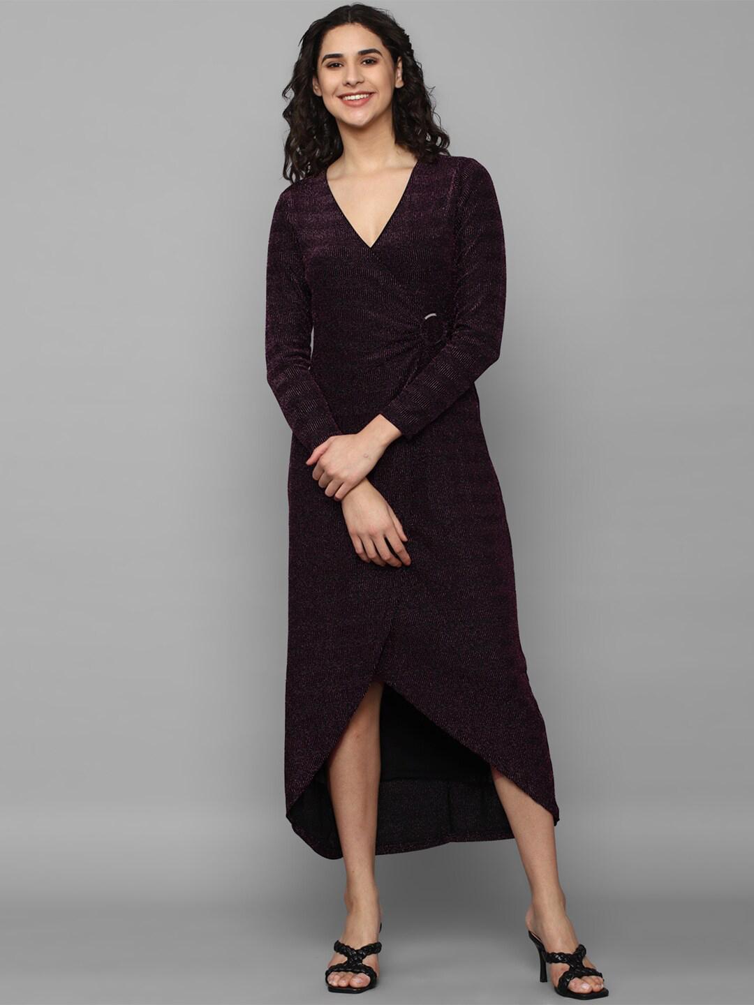 Buy Allen Solly Woman Long Sleeves Gathered Detailed Tulip Hemline Midi ...