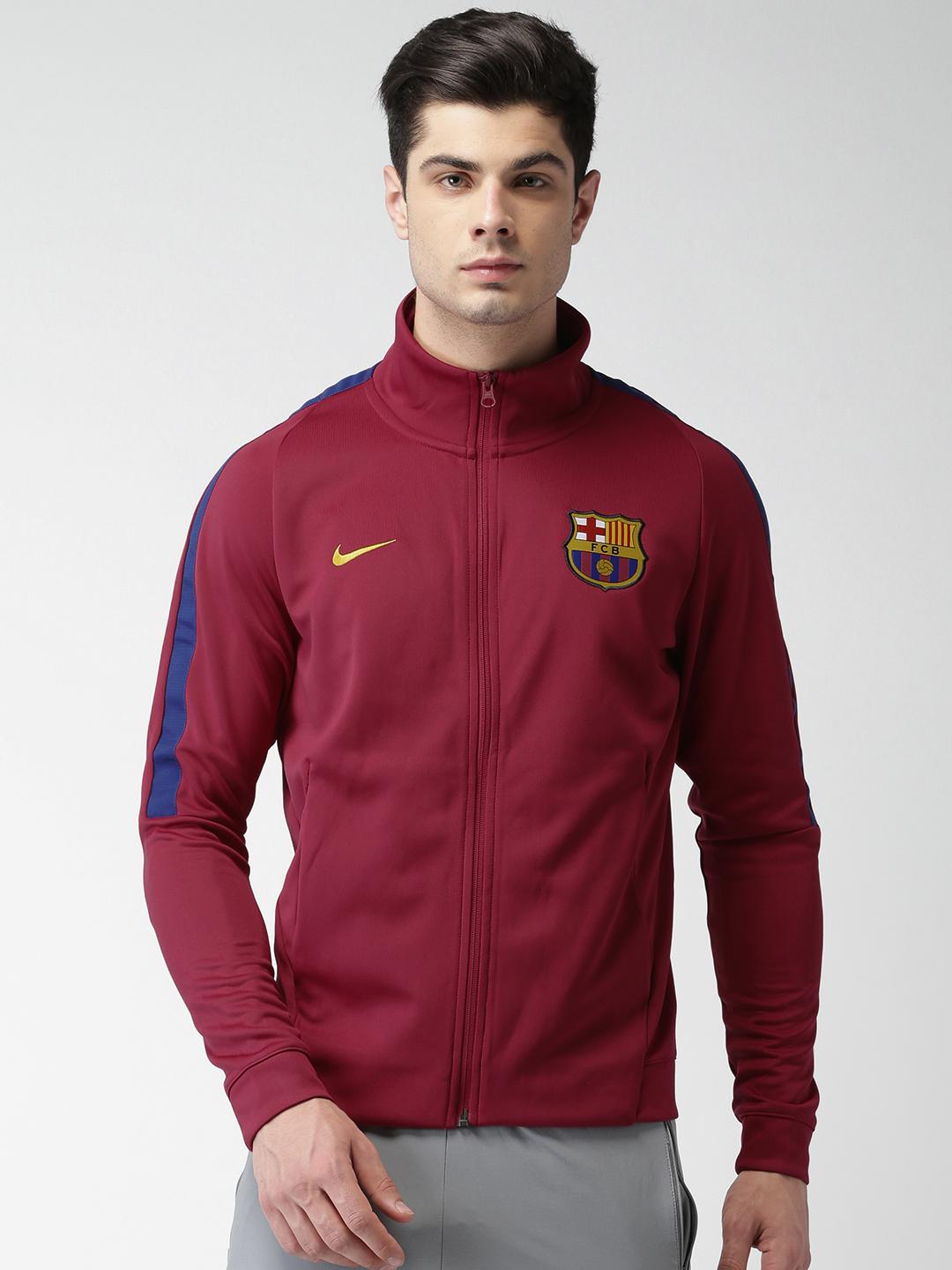Buy Nike Men Maroon Solid AS FCB M NSW Sporty Jacket - Jackets for Men ...