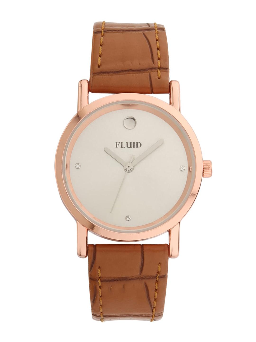 Buy FLUID Women Embellished Dial & Leather Textured Straps Analogue ...