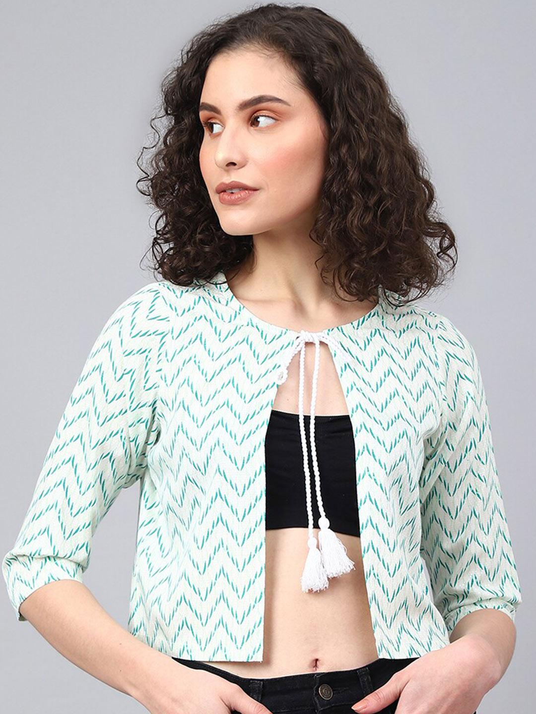 Buy DEEBACO Women Printed Cotton Crop Tie Up Shrug - Shrug for Women ...