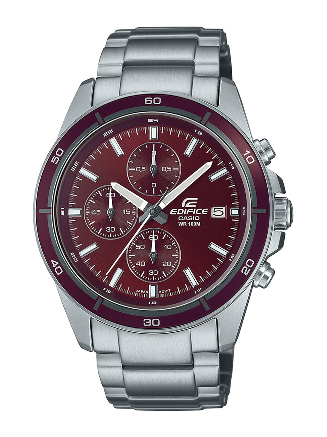 Buy CASIO Men EDifice EFR 526D 5CVUDF Red Analog Dial Silver Stainless ...