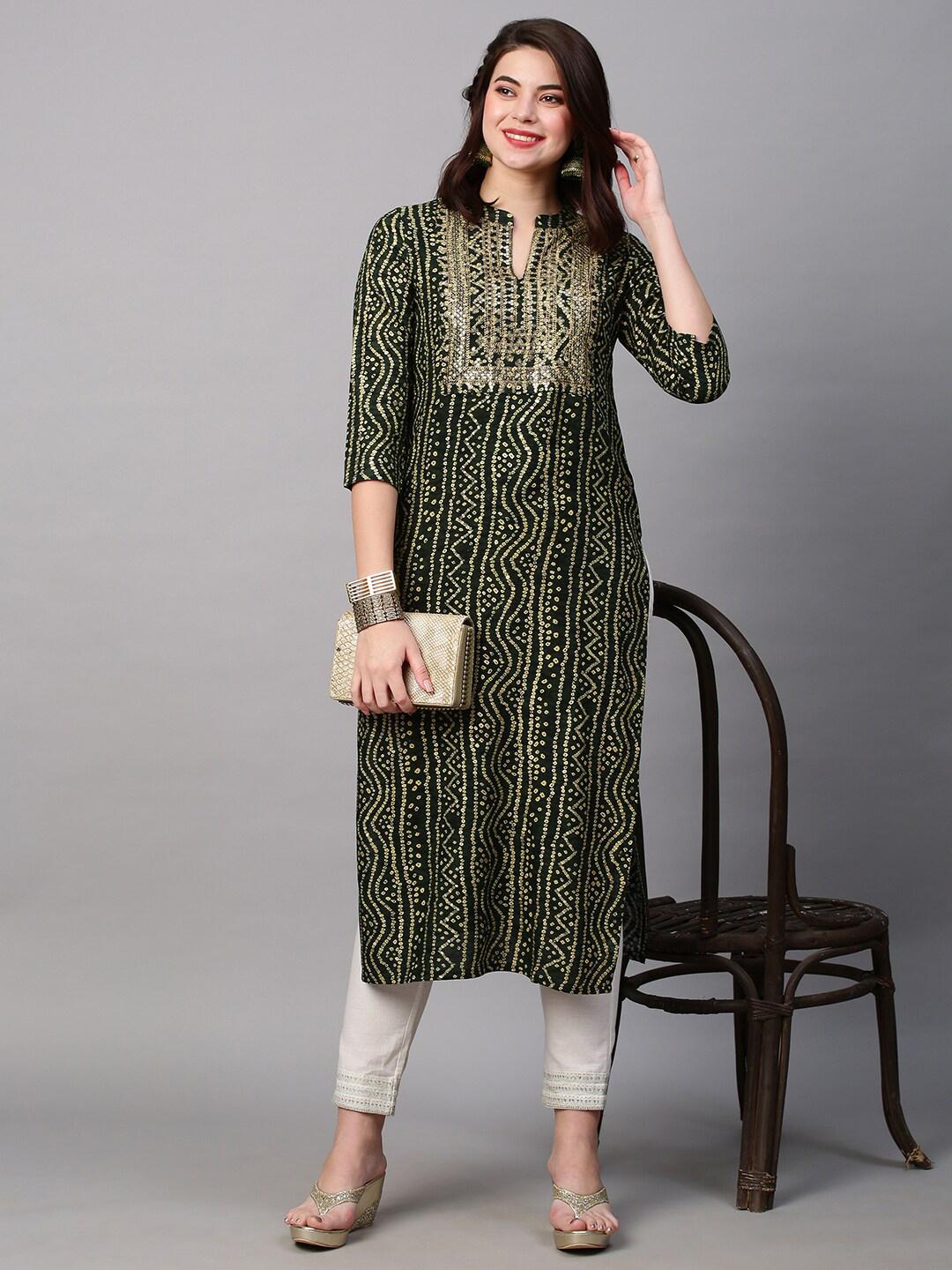 Buy KALINI Women Bandhani Printed Indie Prints Pure Cotton Kurta ...