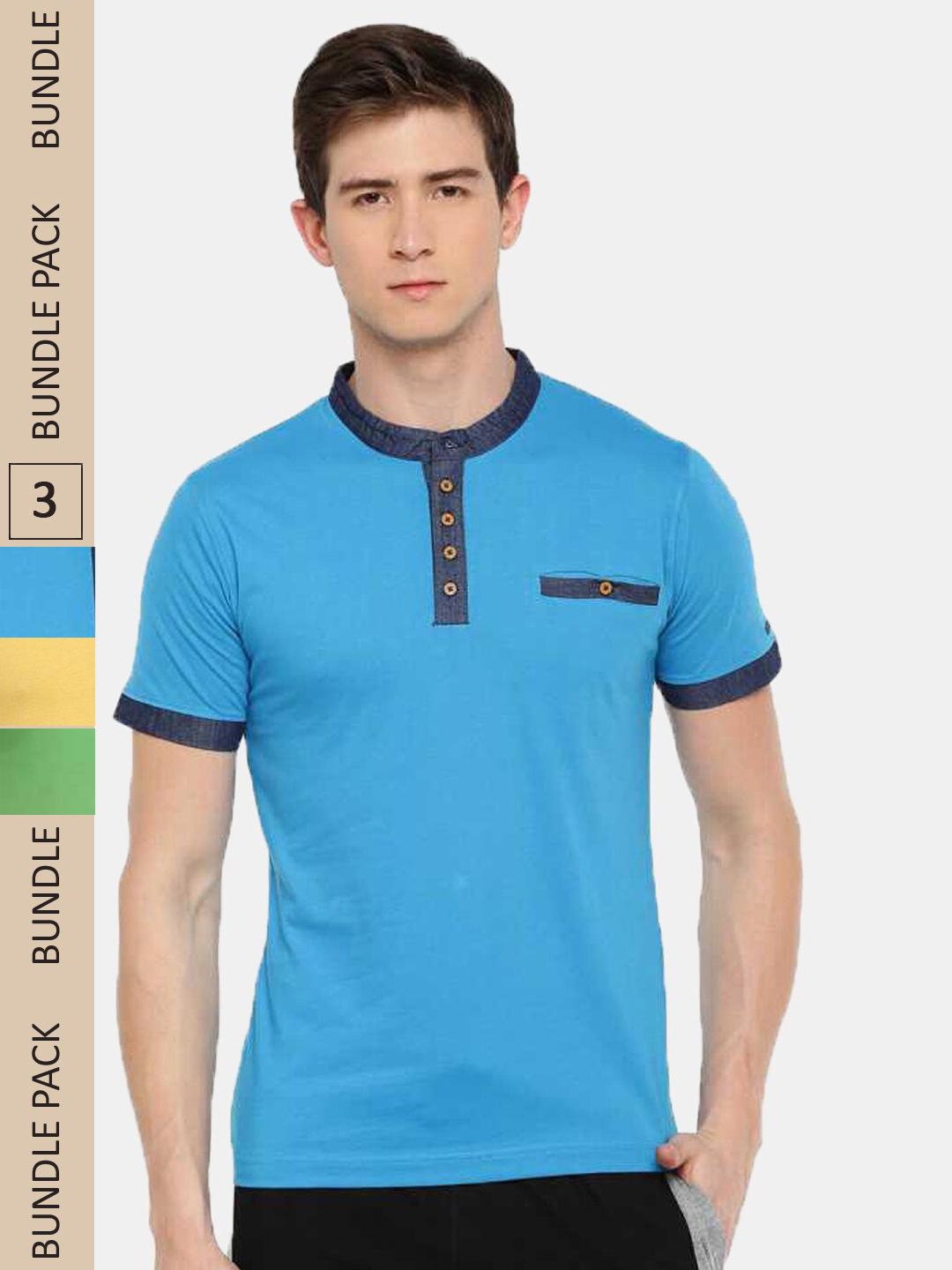 Buy Dollar Men Solid Henley Tshirt With Contrast Inner Placket ...