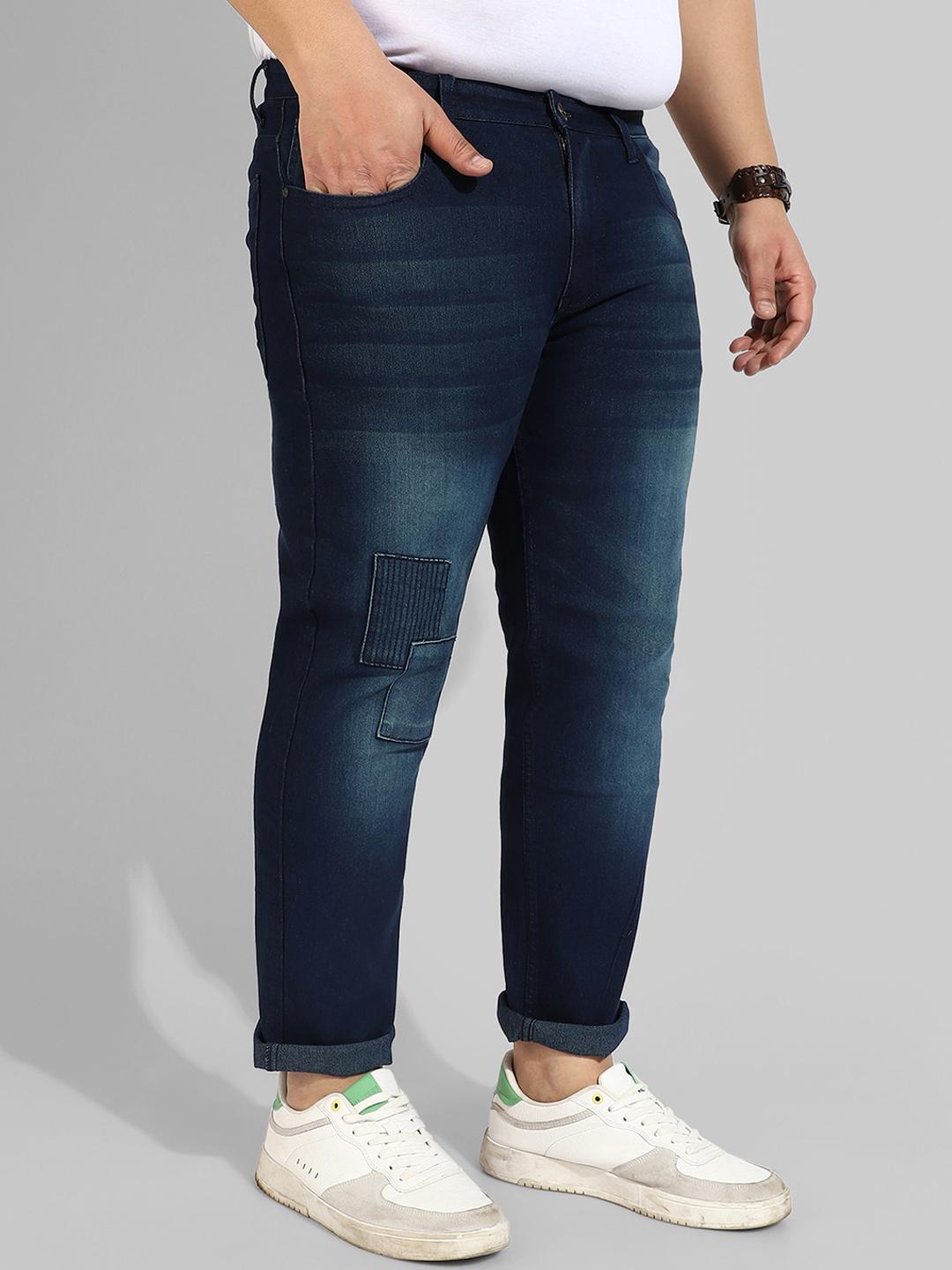 Buy Instafab Plus Men Plus Size Mid Rise Washed Heavy Fade Stretchable ...