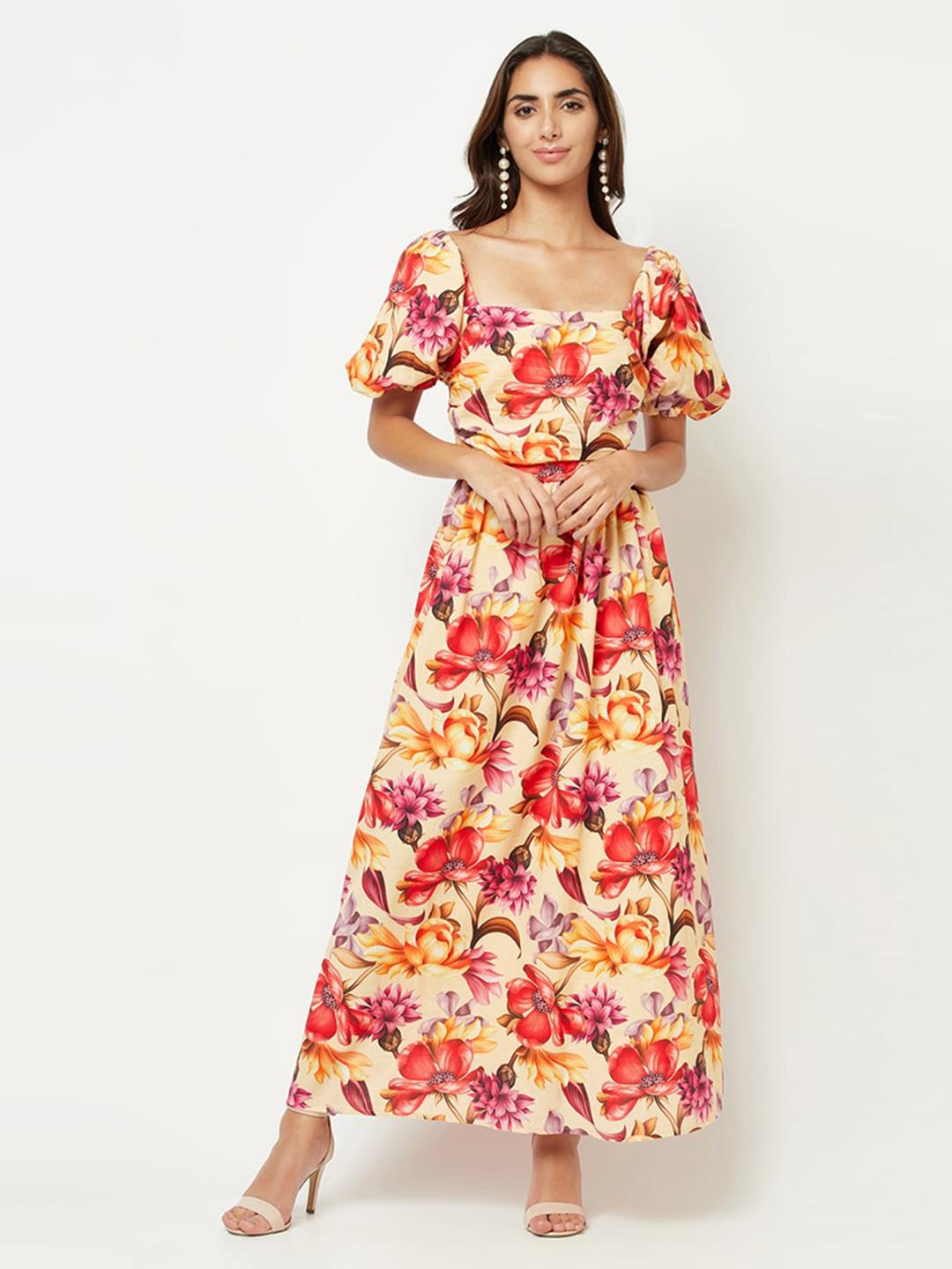 Buy HOUSE OF S Cream Coloured Floral Off Shoulder Maxi Maxi Dress ...
