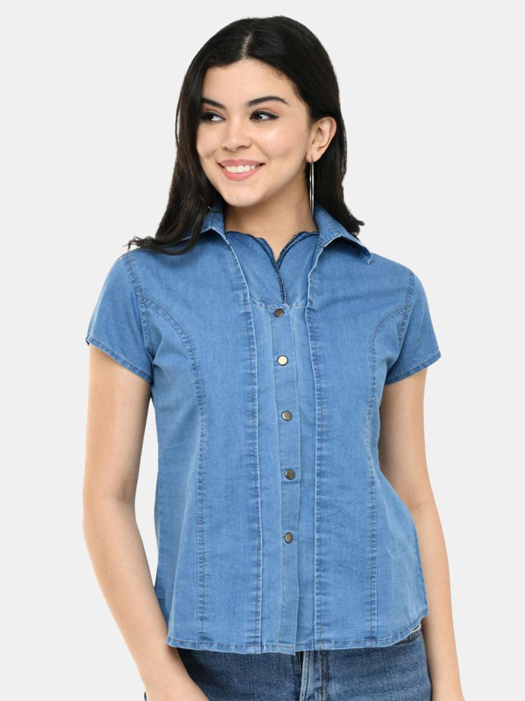 Buy SAAKAA Denim Shirt Style Top - Tops for Women 21687534 | Myntra