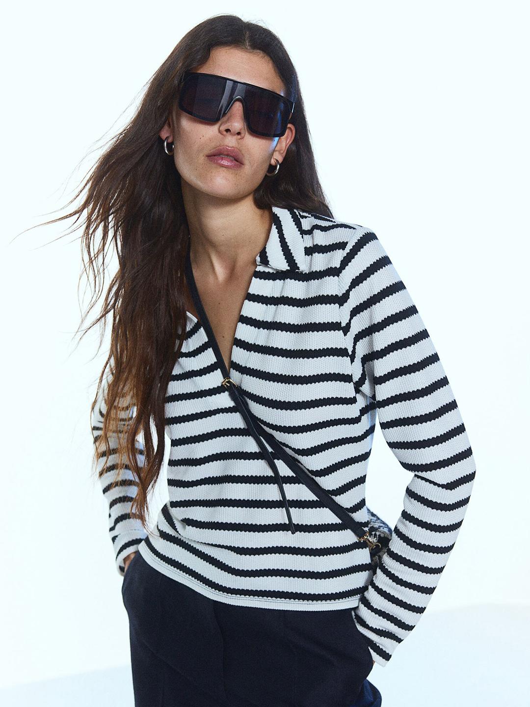 Buy H&M Women Collared Jersey Top - Tops for Women 21700762 | Myntra