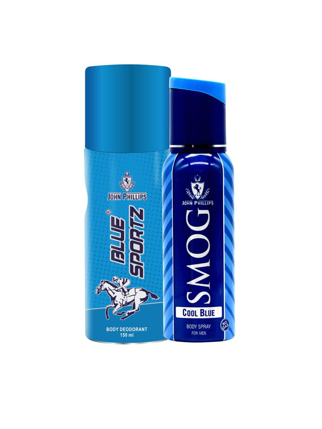 Buy JOHN PHILLIPS Set Of 2 Blue Sports Deo & Smog Cool Blue No Gas Deo ...