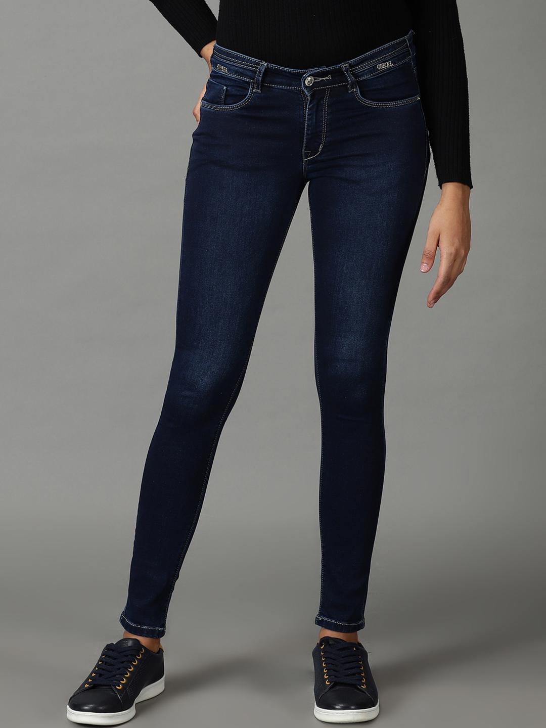 Buy SHOWOFFFF Women Dark Shade Clean Look Light Fade Slim Fit Acid Wash ...