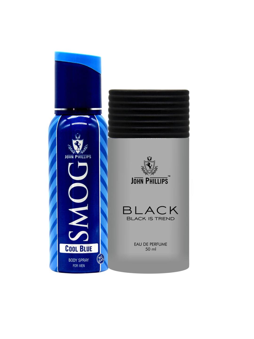 Buy JOHN PHILLIPS Set Of Cool Blue Smog Body Spray 120 Ml + Black Is ...