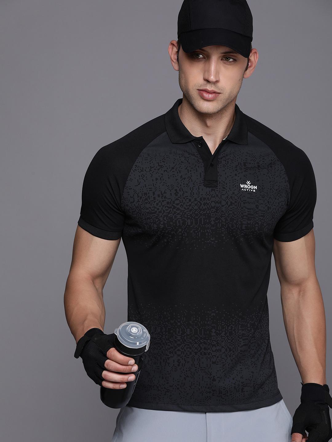 Buy WROGN ACTIVE Brand Logo Printed Slim Fit Dry Pro Polo Collar Sports ...