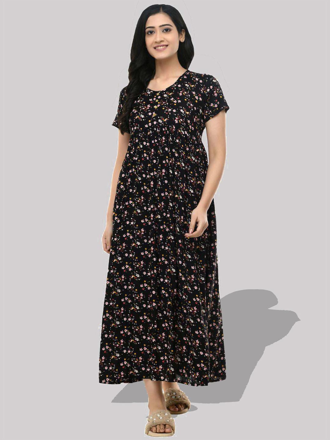 Buy SAAKAA Floral Printed Gathered Maxi Empire Dress - Dresses for ...