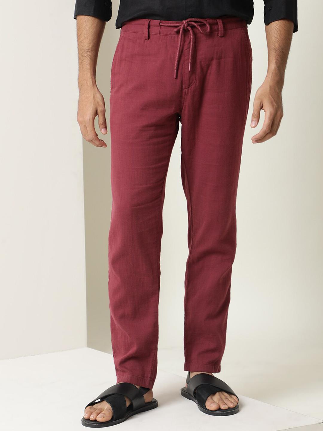 Buy RARE RABBIT Men Pastor Drawstring Regular Fit Mid Rise Cotton ...