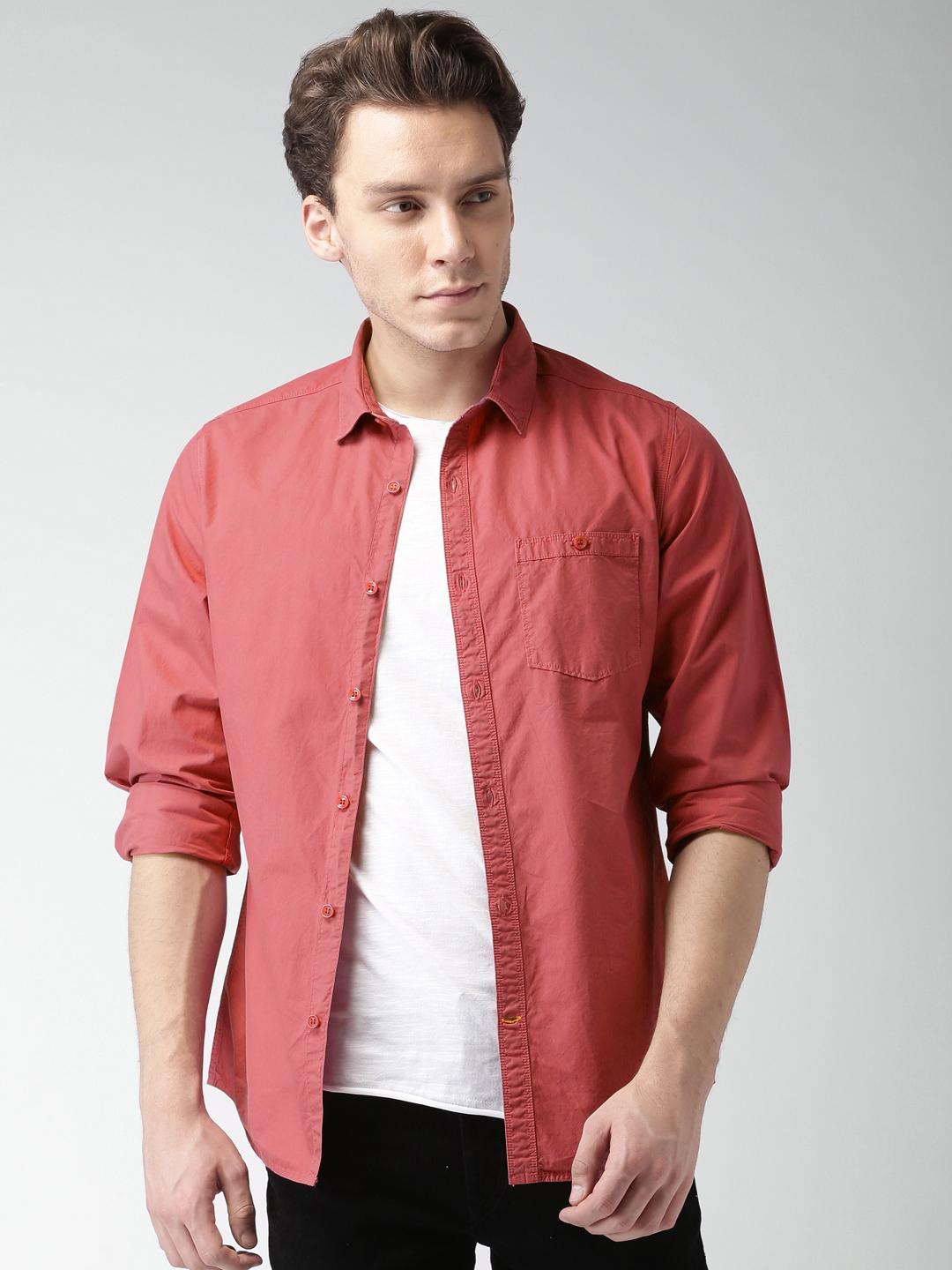 Buy Mast & Harbour Men Red Slim Fit Solid Casual Shirt - Shirts for Men ...