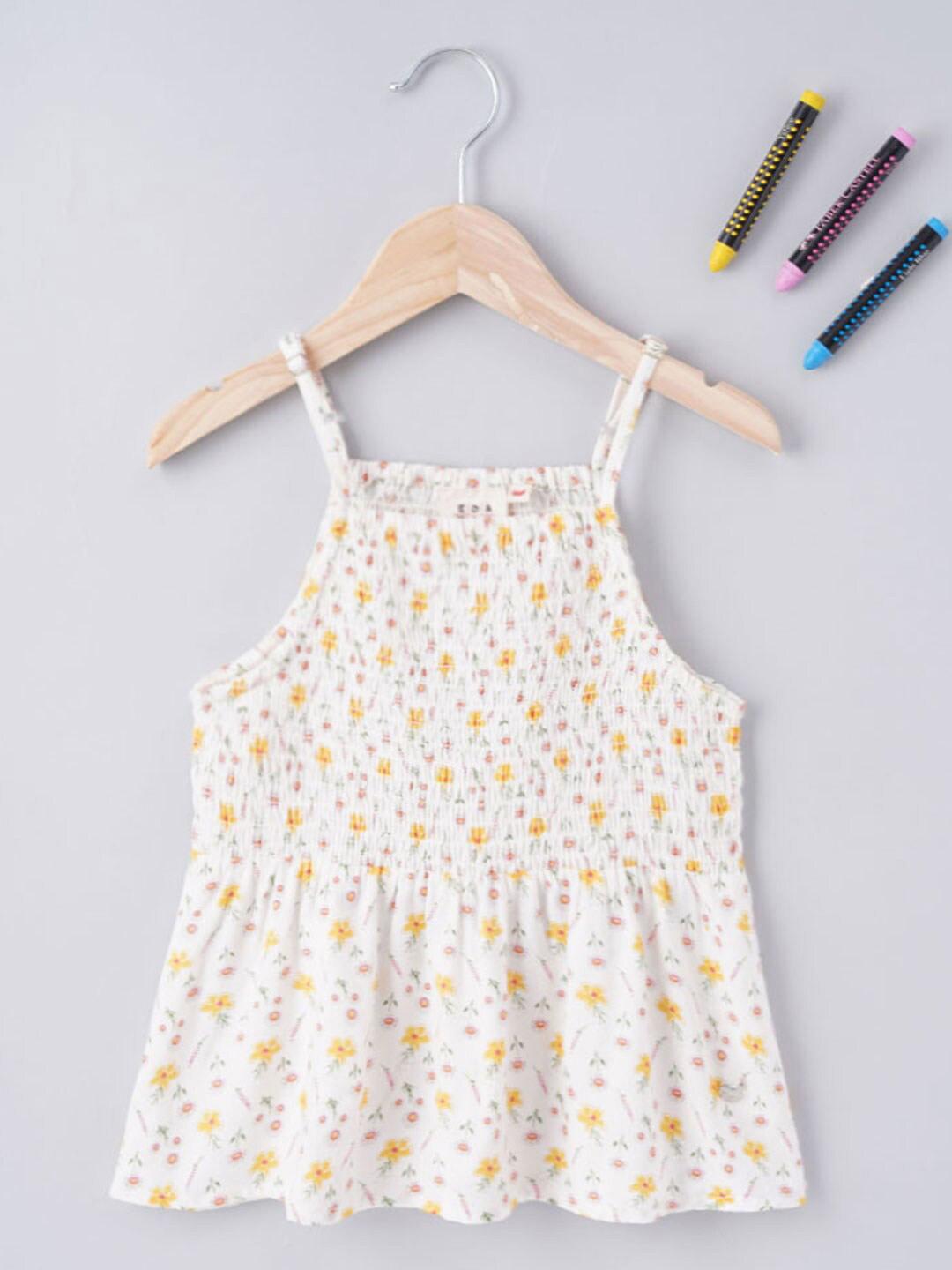 Buy Ed A Mamma Floral Printed Smocked A Line Cotton Top - Tops for ...