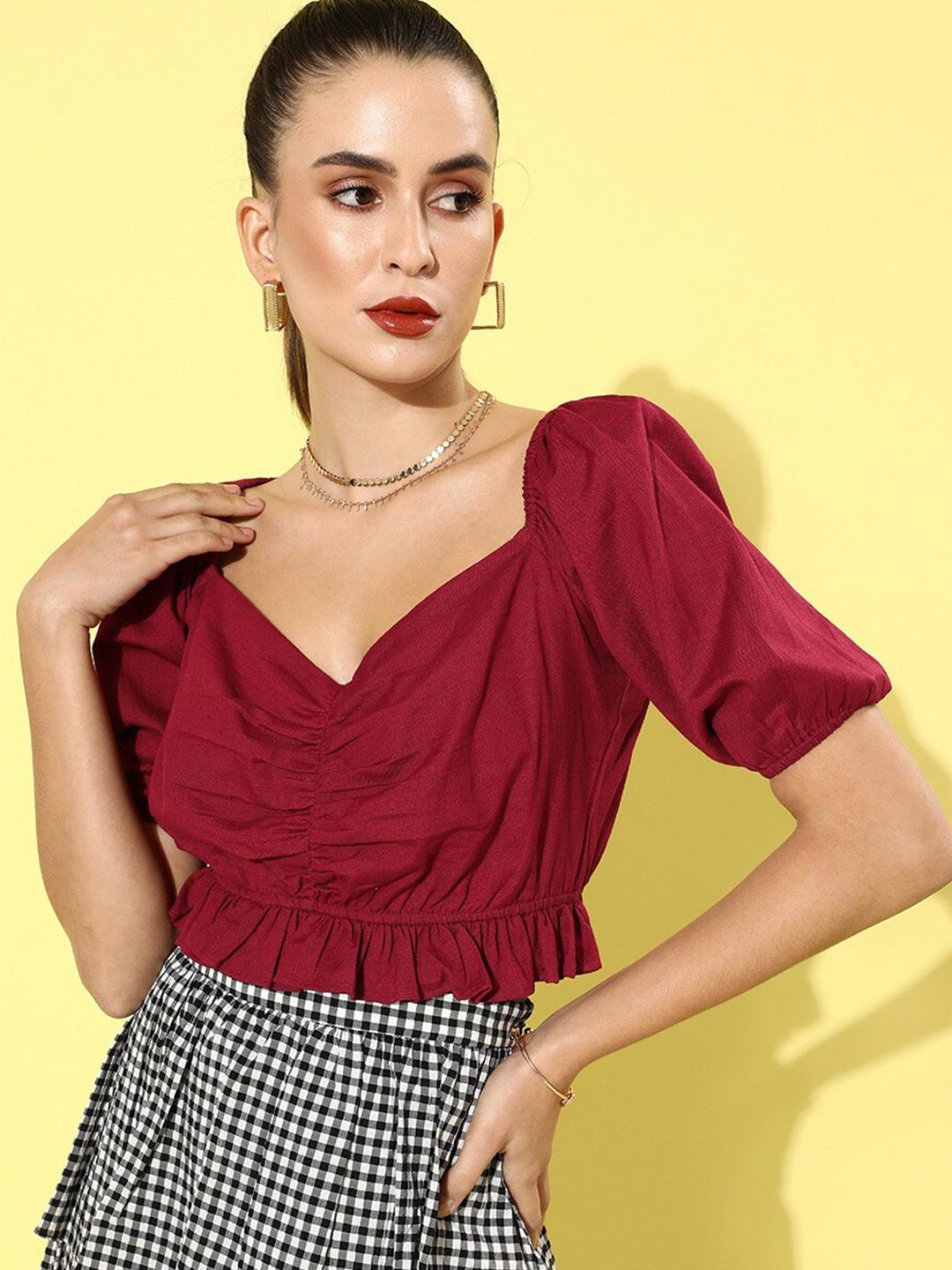 Buy The Vanca Square Neck Cinched Waist Cotton Top - Tops for Women ...