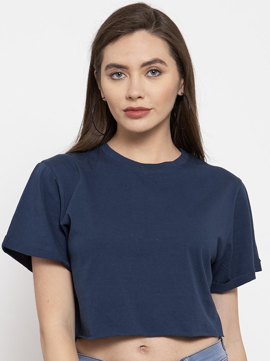 Buy DOOR74 Women Navy Blue T Shirt - Tshirts for Women 21837640 | Myntra