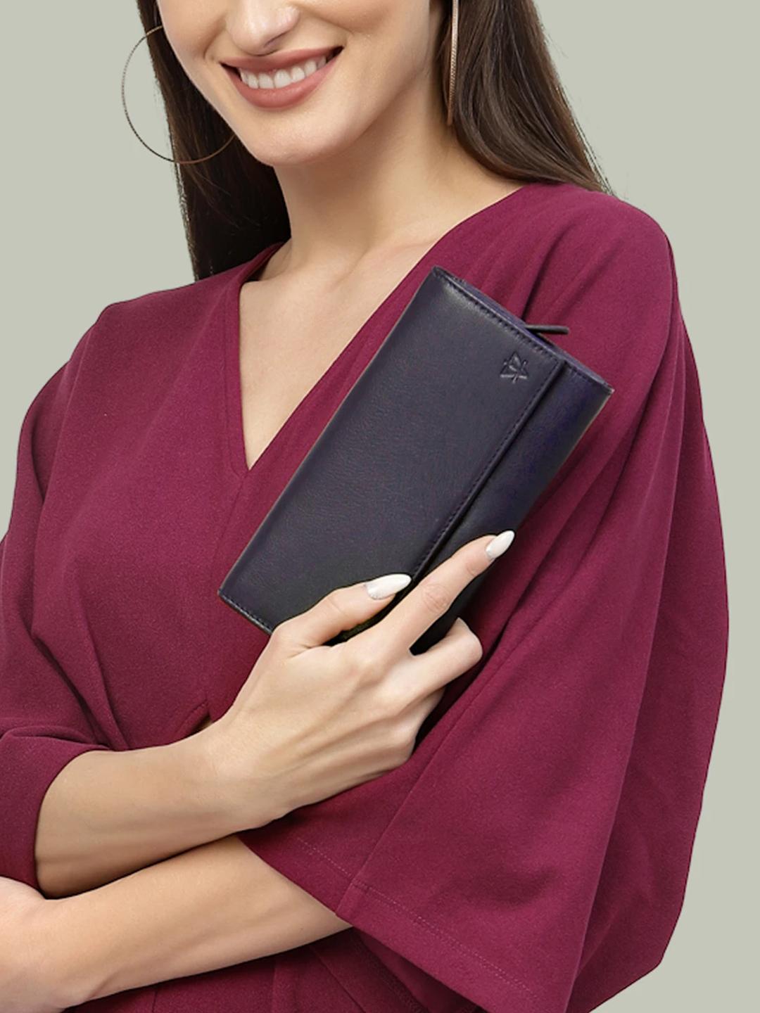 Buy AQUATAN Women Leather RFID Protected Flap Over Two Fold Wallet ...