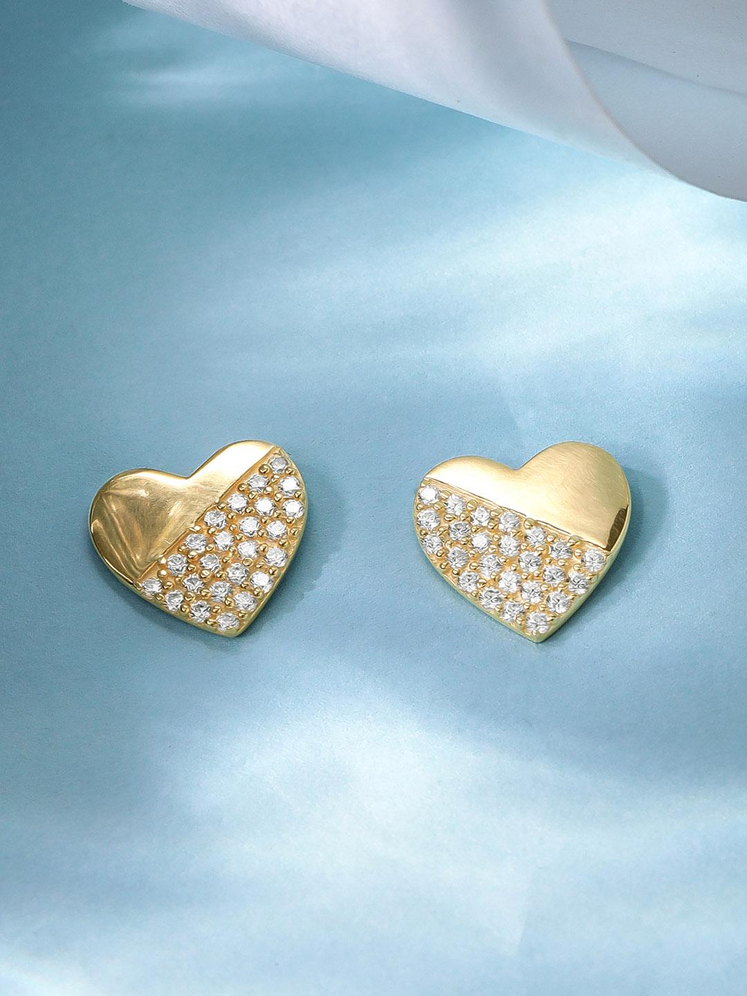 Buy Rubans Silver Gold Plated Sterling Silver Zicronia Studded Heart ...