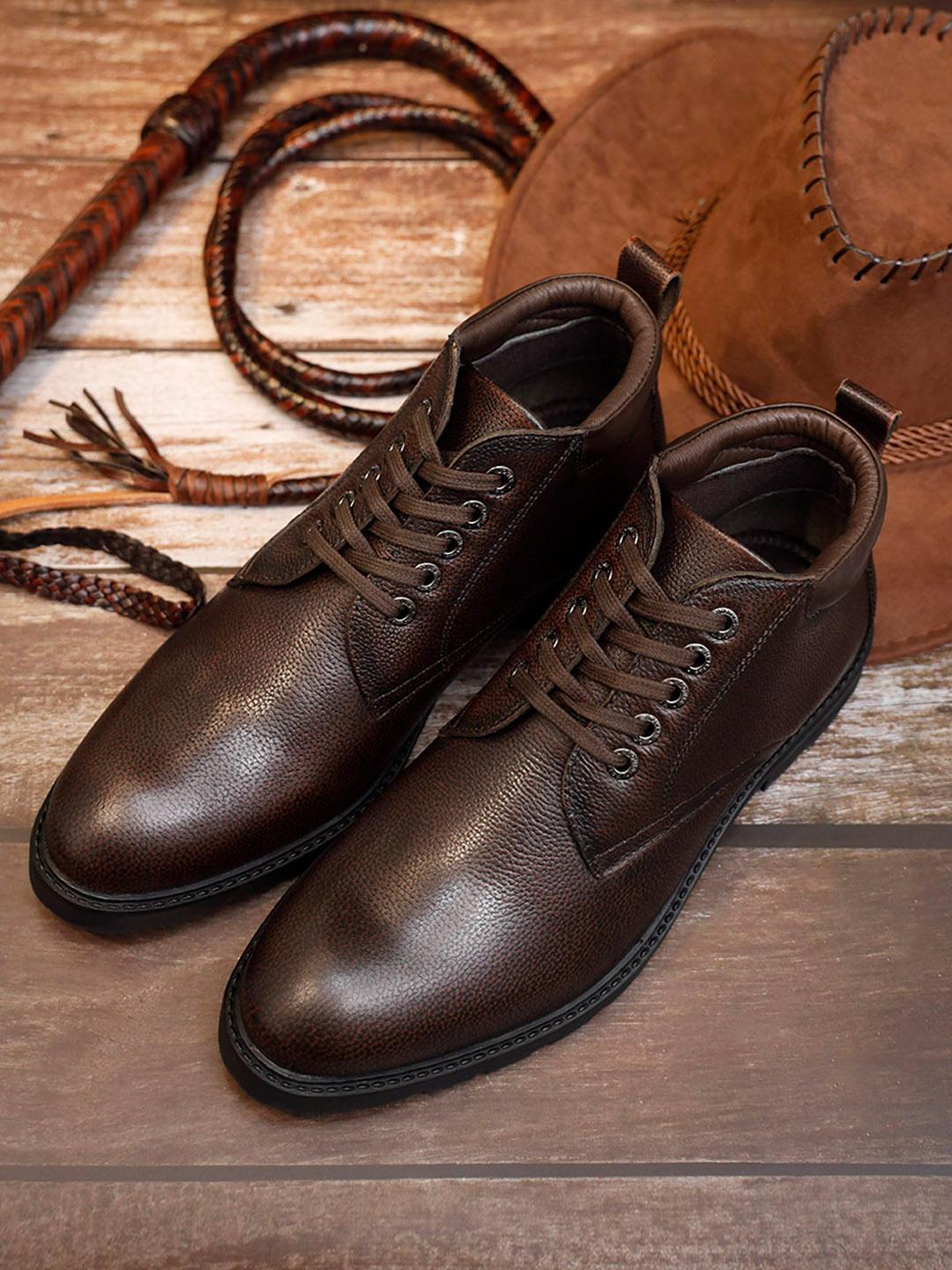 Buy Louis Stitch Men Textured Leather Biker Boots - Boots for Men ...