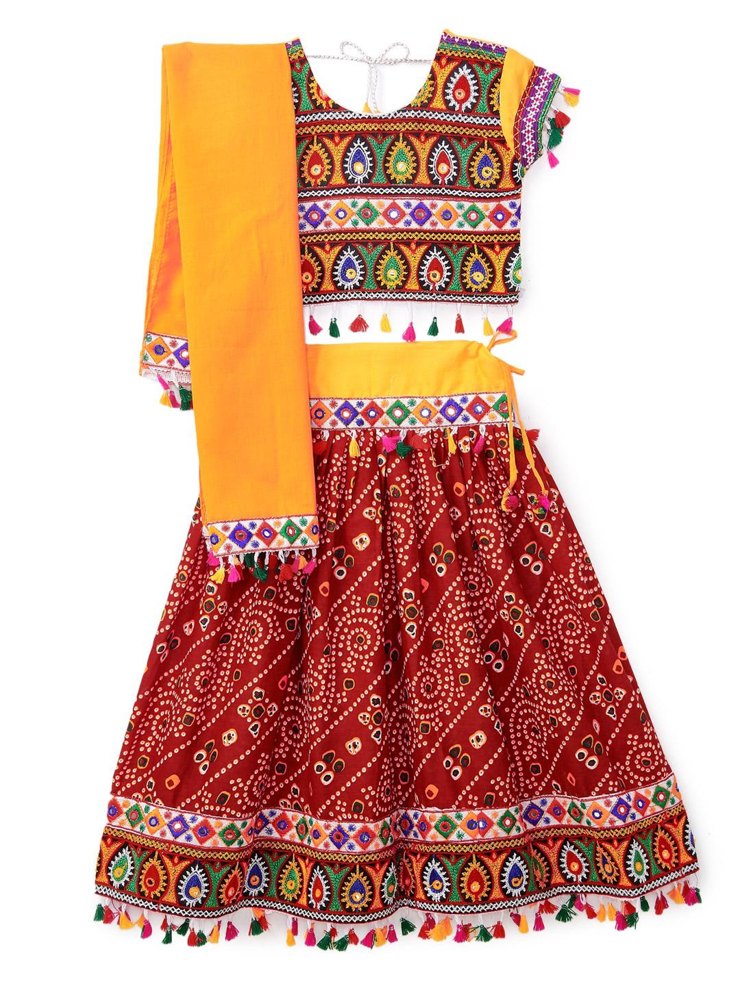 Buy BANJARA INDIA Girls Embroidered Ready To Wear Lehenga & Blouse With ...