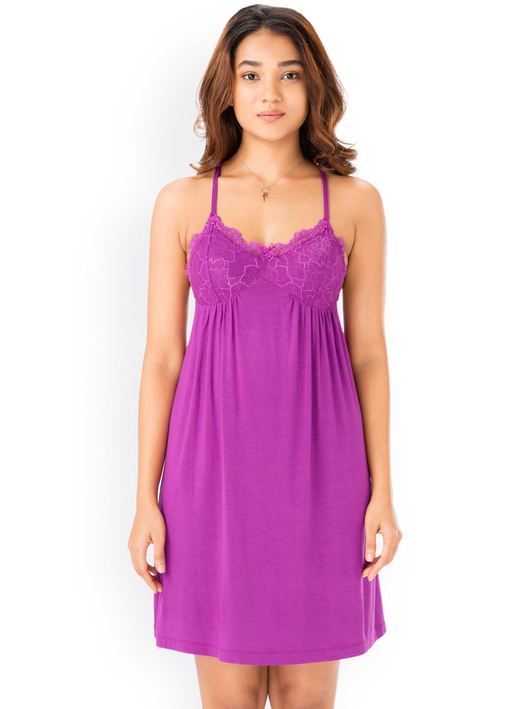 Buy PrettySecrets Women Purple Nightdress - Nightdress for Women ...