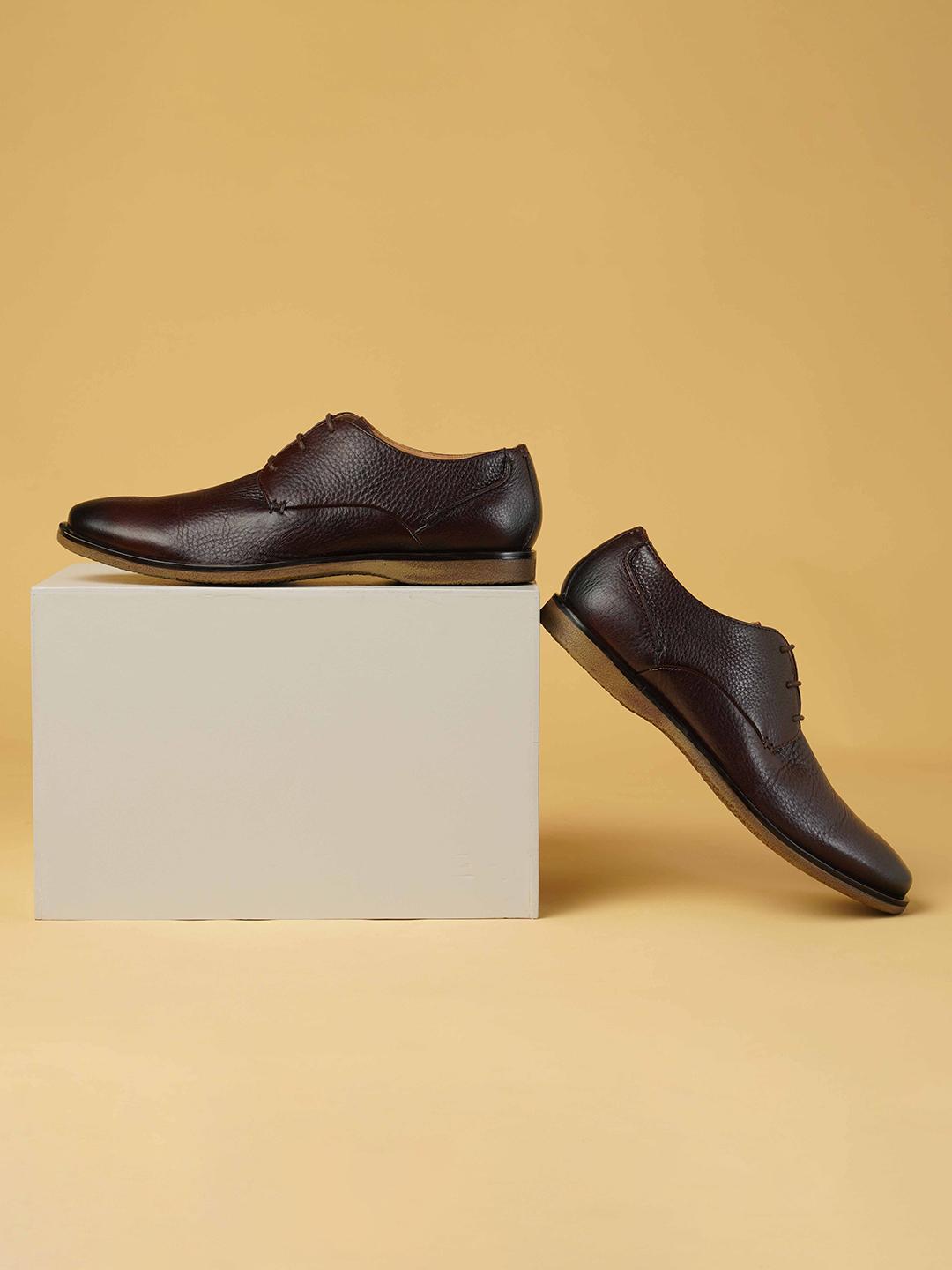Buy Ruosh Men Textured Leather Formal Derbys - Formal Shoes for Men ...
