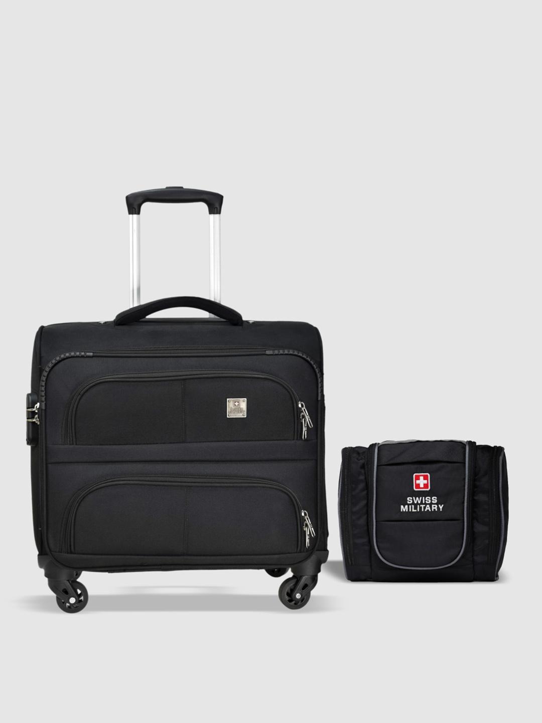 Buy SWISS MILITARY Set Of 2 Textured Soft Sided Trolley Bag & Toilitry ...
