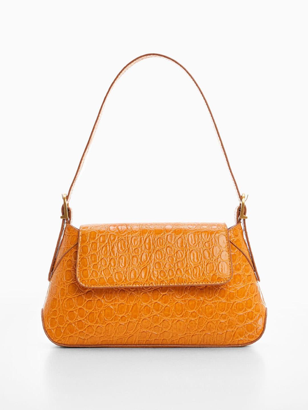 Buy MANGO Women Croc Textured Structured Shoulder Bag - Handbags for ...