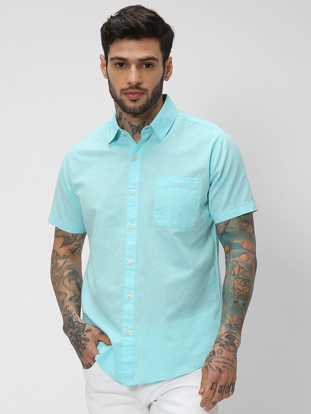 Buy Mufti Trim Slim Fit Casual Linen Cotton Shirt - Shirts for Men ...