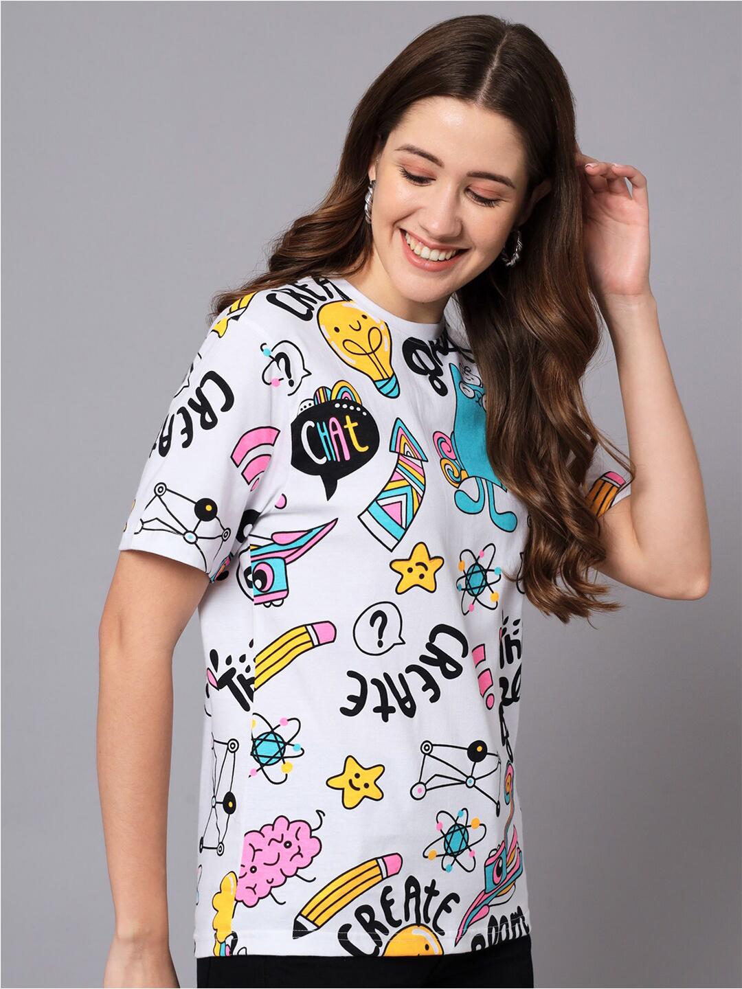 Buy The Dry State Conversational Printed Cotton Loose Fit T Shirt ...