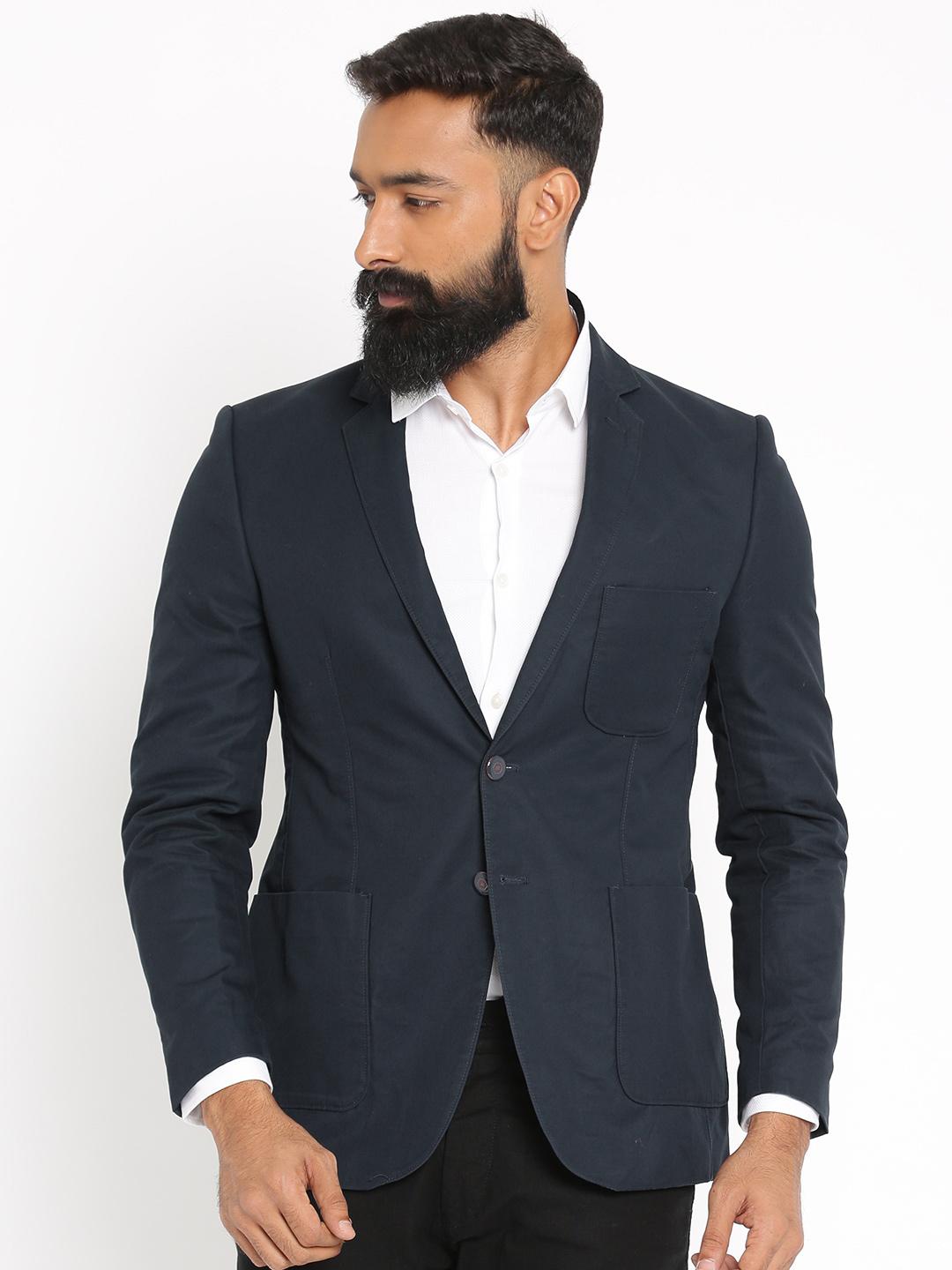 Buy Raymond Blue Single Breasted Slim Fit Casual Blazer - Blazers for ...