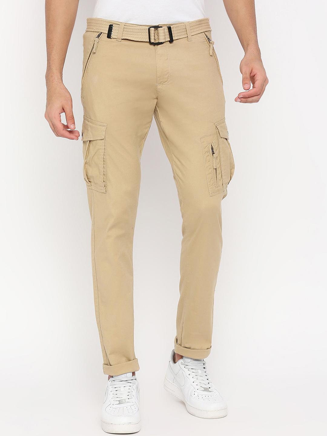 Buy Beevee Men Relaxed Straight Fit Easy Wash Cargos Trousers ...