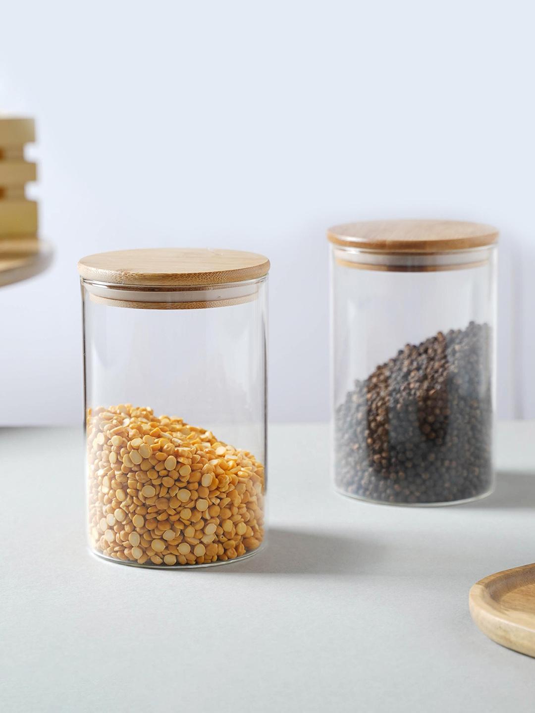 Buy Nestasia Transparent 2 Pcs Large Airtight Storage Jars 1.1 L Each ...