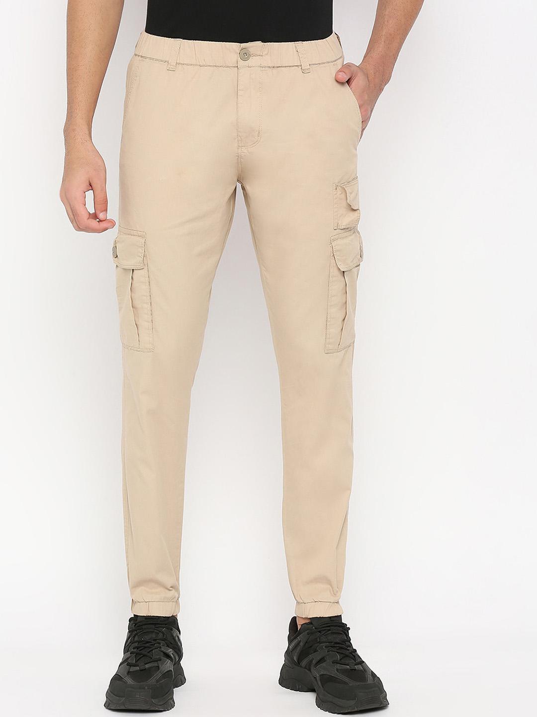 Buy Beevee Men Relaxed Tapered Fit Easy Wash Pure Cotton Cargos ...
