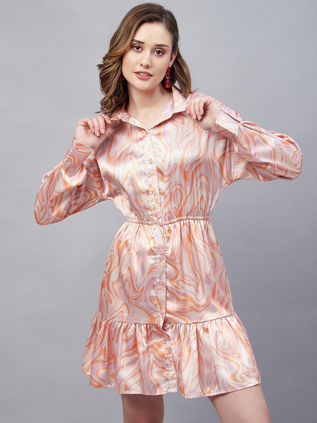 Buy Carlton London Printed Cuffed Sleeves Shirt Dress - Dresses for ...