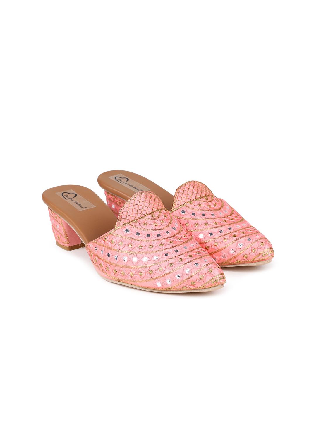 Buy The Desi Dulhan Embellished Pointed Toe Ethnic Block Mules - Heels ...