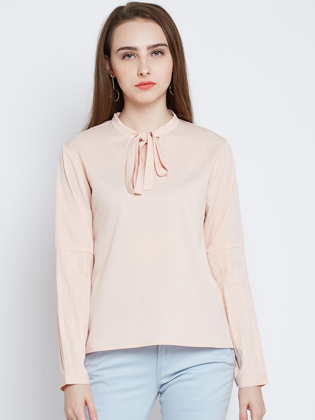 Buy Marie Claire Women Peach Coloured Solid Top - Tops for Women ...