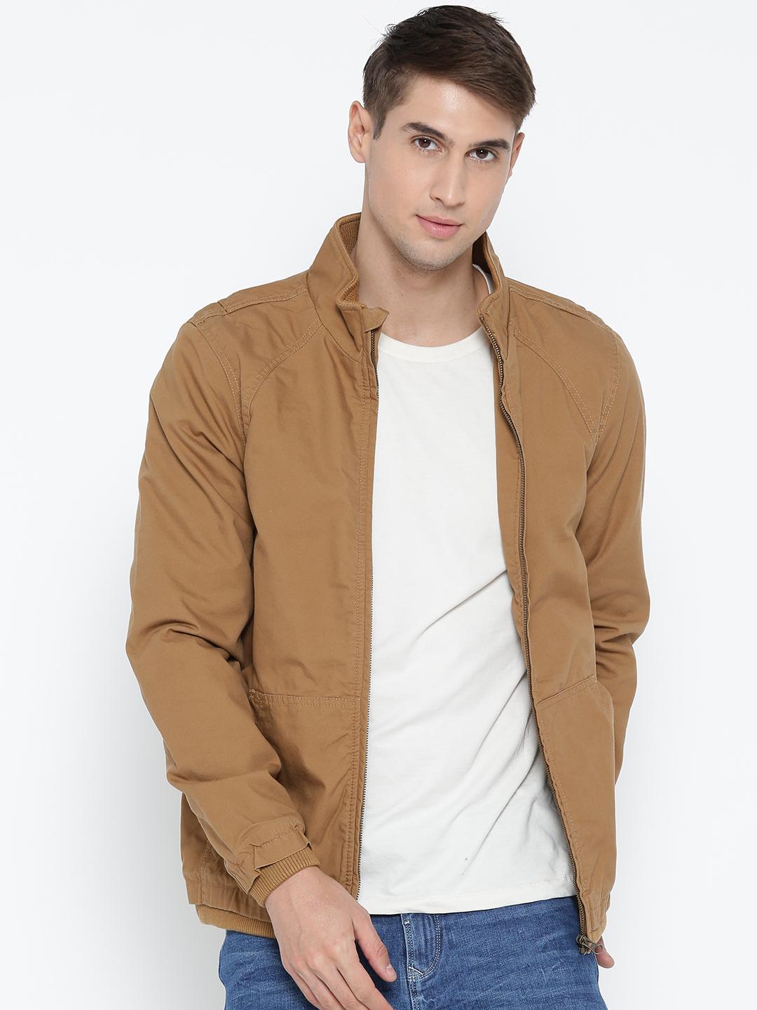 Buy John Players Men Khaki Solid Bomber Jacket - Jackets for Men ...