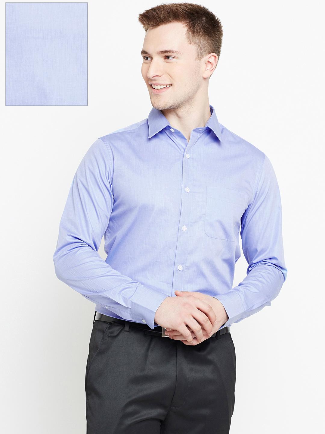 Buy U.S. Polo Assn. Tailored Men Blue Tailored Fit Solid Formal Shirt ...