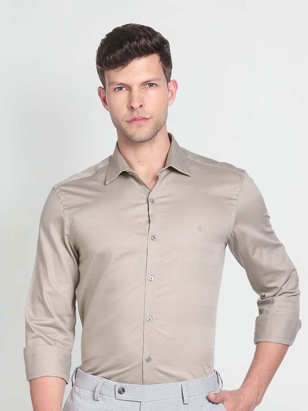 Buy Arrow Button Cuff Long Sleeves Slim Fit Formal Cotton Shirt ...
