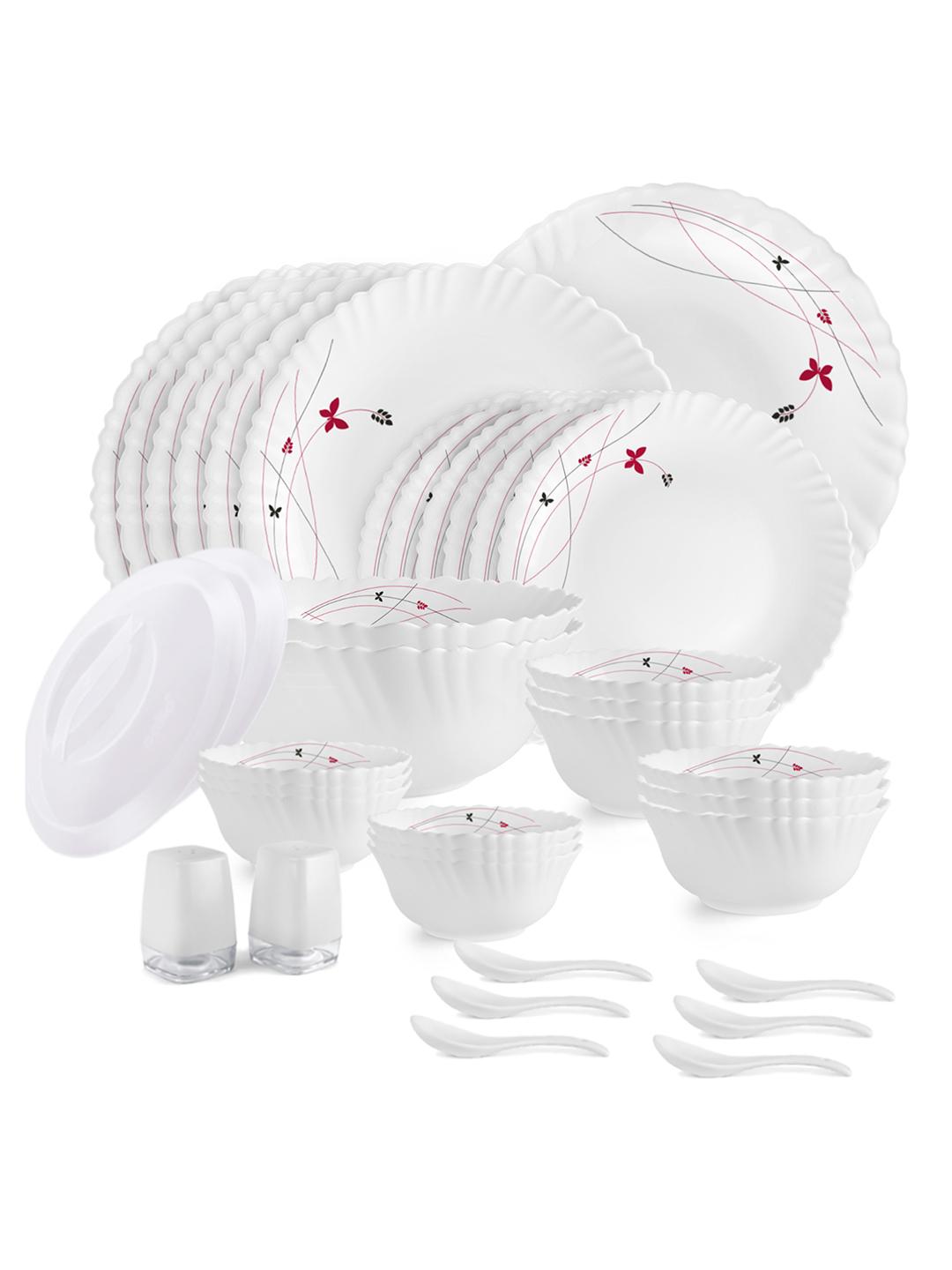 Buy Cello Lush Fiesta Dazzle Series Opalware White Leaf Microwave Safe ...
