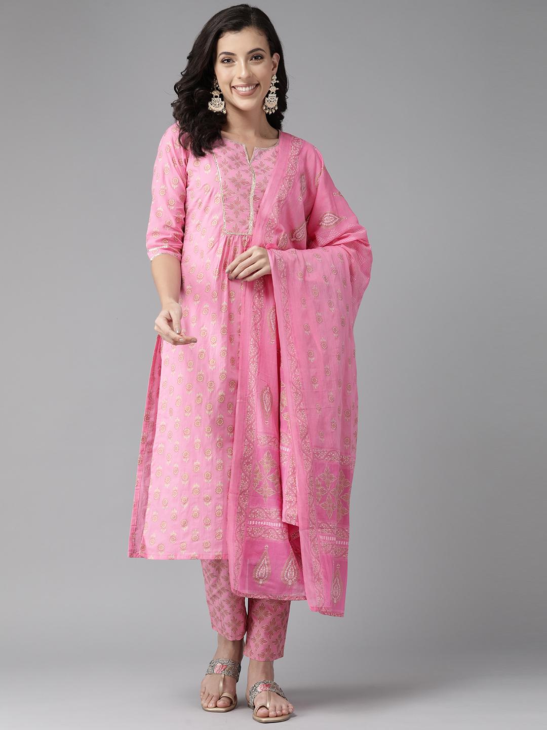 Buy Ginni Arora Label Ethnic Motifs Printed Gotta Patti Cotton Kurta ...