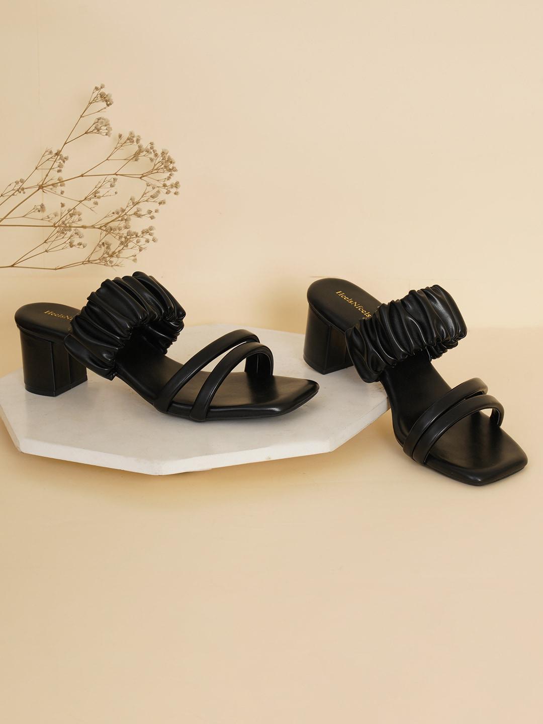 Buy HEELSNFEELS Textured Open Toe Block Heels - Heels for Women ...