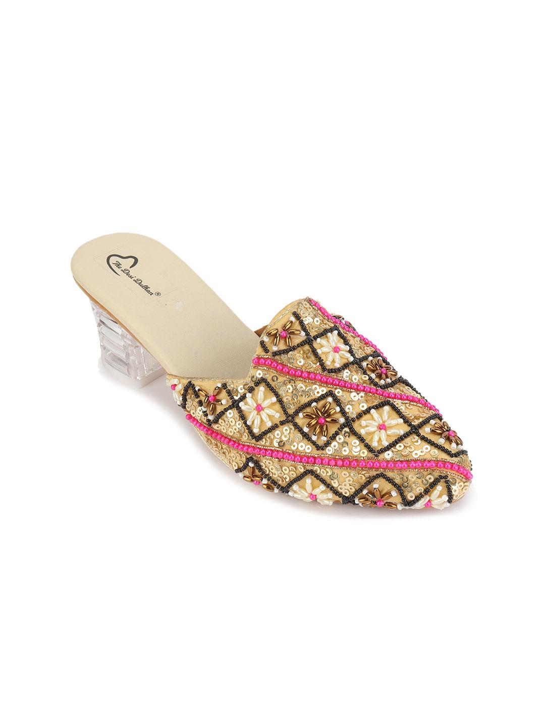 Buy The Desi Dulhan Embellished Block Heel Mules - Heels for Women ...
